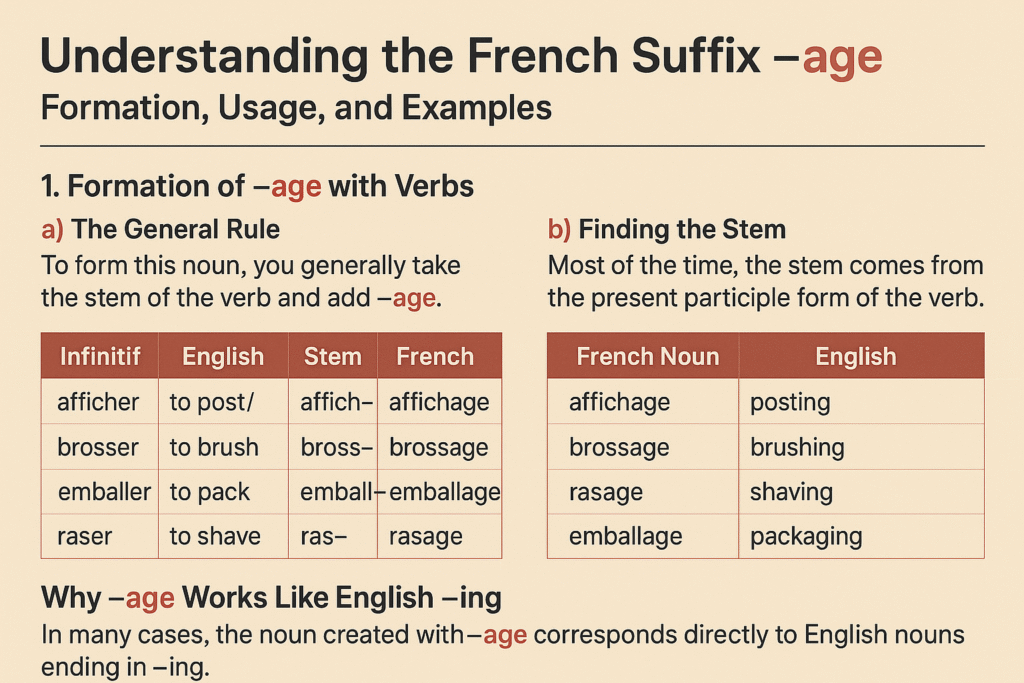 Understanding the French Suffix –age: Formation, Usage, and Examples ...