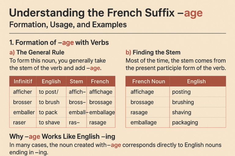 Understanding the French Suffix –age: Formation, Usage, and Examples ...